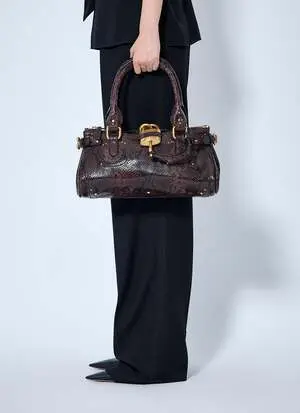 Chloé Paddington Embossed Python Effect Shoulder Bag - Multicolor