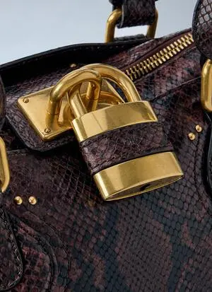 Chloé Paddington Embossed Python Effect Shoulder Bag - Multicolor