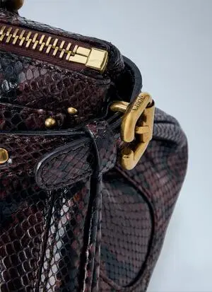 Chloé Paddington Embossed Python Effect Shoulder Bag - Multicolor