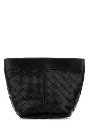 Bottega Veneta Leather Small Flip Flap Pouch - Black
