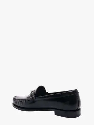Celine Leather Triomphe Loafers - Black