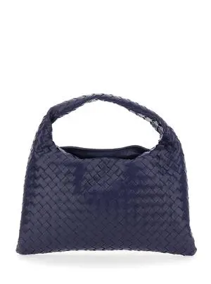 Bottega Veneta Hop' Blue Shoulder Bag With Intreccio Motif In Leather For - Multicolor
