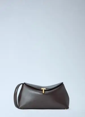 TOTEME T-lock Leather Clutch - Brown