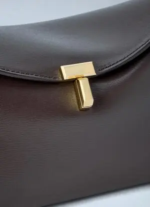 TOTEME T-lock Leather Clutch - Brown