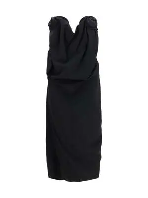 Magda Butrym Draped Dress With Sculptural Floral Details - Black