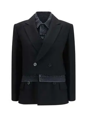 Sacai Wool Flannel And Denim Jacket