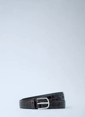 TOTEME Slim Croco-embossed Belt - Black