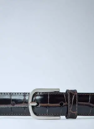TOTEME Slim Croco-embossed Belt