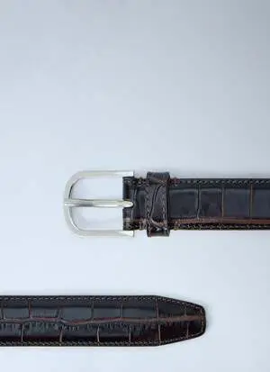 TOTEME Slim Croco-embossed Belt
