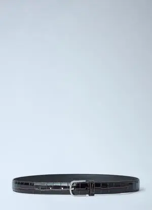 TOTEME Slim Croco-embossed Belt - Black