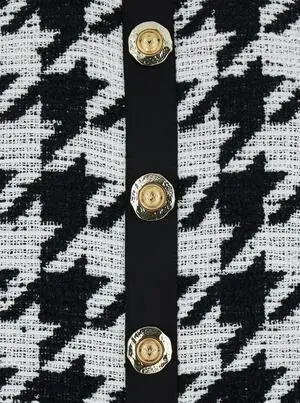 Balmain Halterneck Mini Dress With Houndstooth Motif In Tweed And Satin - Multicolor