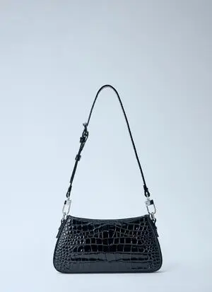VIVIENNE WESTWOOD Croc Effect Shoulder Bag - Black