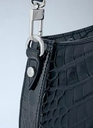 VIVIENNE WESTWOOD Croc Effect Shoulder Bag - Black