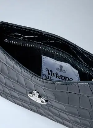 VIVIENNE WESTWOOD Croc Effect Shoulder Bag - Black