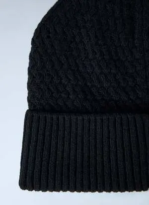 Moncler Ribbed Knit Beanie With Logo Patch