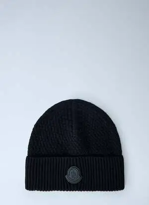 Moncler Ribbed Knit Beanie - Black