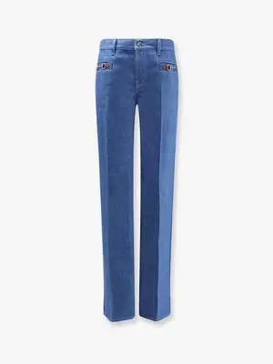 Gucci Cotton Jeans With Iconic Frontal Horsebits - Multicolor