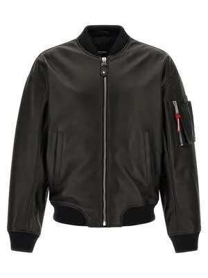 Dsquared2 Leather Bomber Jacket - Black