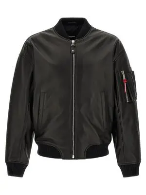 Dsquared2 Leather Bomber Jacket - Black