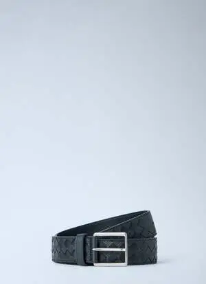 Bottega Veneta Woven Taurillon Leather Belt - Black
