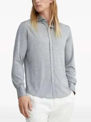 Brunello Cucinelli Silk And Cotton Jersey Shirt With Spread Collar - Multicolor