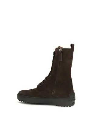 TOD'S Winter Gommino Suede Leather Lace-up Ankle Boots - Brown