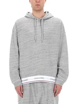 Dsquared2 Logo Detailed Cotton Hoodie - Gray