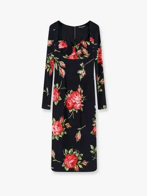 Dolce & Gabbana Viscose Dress With Iconic Print - Multicolor