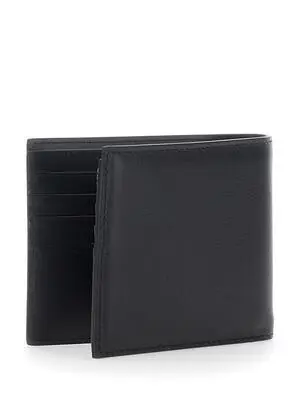 Givenchy Black Bi-fold Wallet With Logo Lettering Embossed On The Front In Pebbled Leather For