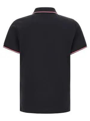Moncler Tricolor Trim Polo Shirt - Blue
