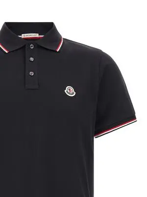 Moncler Tricolor Trim Polo Shirt - Blue