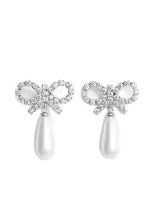 SELF-PORTRAIT Bow And Pearl Earrings - Silver