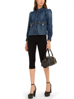 Chloé Denim High Neck Gathered Jacket