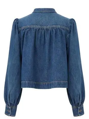 Chloé Denim High Neck Gathered Jacket
