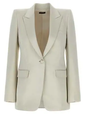 TOM FORD Duchesse Single-breasted Blazer - Cream