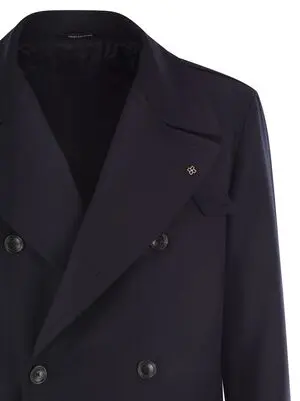 Tagliatore Virgin Wool Double-breasted Coat - Blue