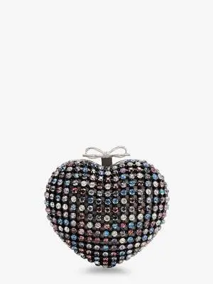 SELF-PORTRAIT Crystal Heart Clutch Bag - Multicolor