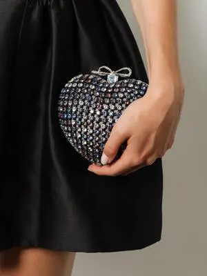 SELF-PORTRAIT Crystal Heart Clutch Bag - Multicolor