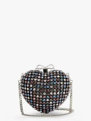 SELF-PORTRAIT Crystal Heart Clutch Bag - Multicolor