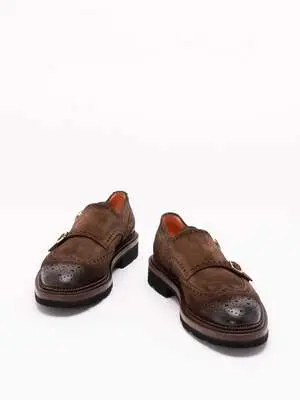 Santoni Lambskin Brogue Monk Loafers