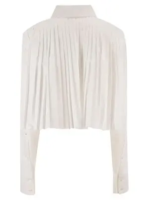 Sportmax Cotton Crop Top With Pleated Back - White