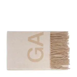 GANNI Fringed Wool Scarf - Cream