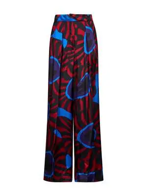 Dries Van Noten Red Marbled Clay-print Twill Pamplona Wide Trousers - Multicolor