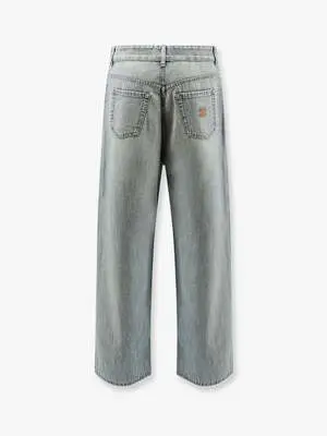 Miu Miu Cotton Jeans With Logo Lettering Embroidery - Multicolor