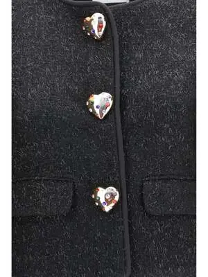 SELF-PORTRAIT Metallic Bouclé Jacket With Faux Fur Cuffs