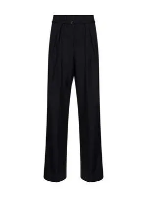 Dries Van Noten Black Wool Peacha Belted Trousers - Multicolor