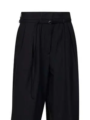 Dries Van Noten Wool Peacha Belted Trousers