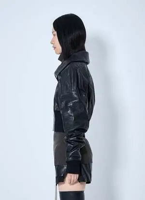 Rick Owens Dracuflight Textured Leather Jacket - Black