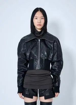 Rick Owens Dracuflight Textured Leather Jacket - Black