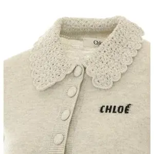 Chloé Logo Slim Fit Cardigan - Gray